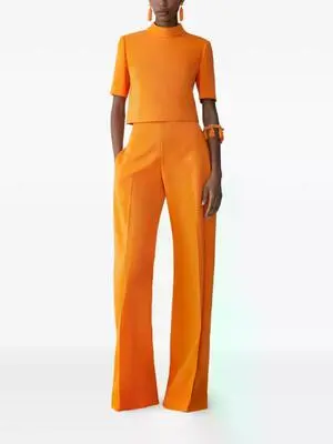 Carolina Herrera Short-sleeve Mock Neck Top - Orange