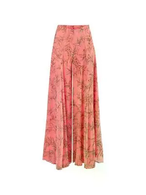 Carolina Herrera Olive Branch-print Extra-wide Leg Iris Pants - Orange