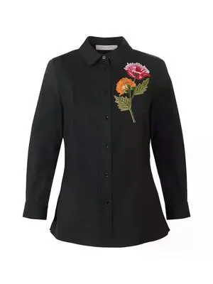 Carolina Herrera Floral-embroidered Icon Shirt - Black
