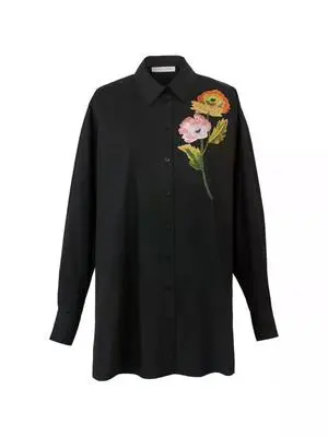 Carolina Herrera Floral Embroidered Shirt - Black
