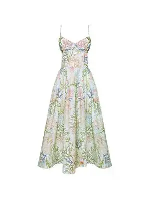 PatBO Cut-out Floral-print Midi Dress - White