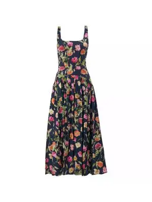 Carolina Herrera Floral Midi Dress - Blue