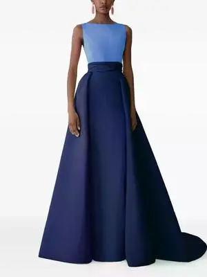Carolina Herrera Color-blocked Column Gown With Overskirt