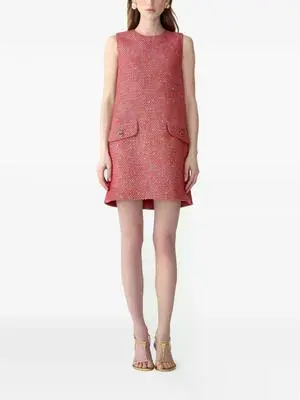Carolina Herrera Lurex Tweed Mini Shift Dress - Red