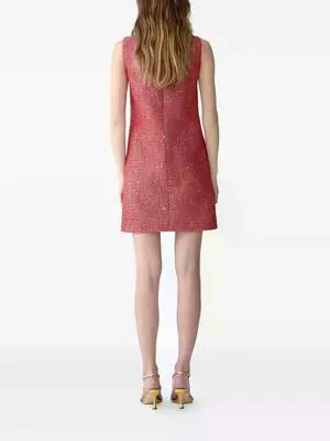 Carolina Herrera Lurex Tweed Mini Shift Dress - Red