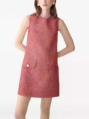 Carolina Herrera Lurex Tweed Mini Shift Dress - Red