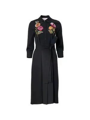 Carolina Herrera Embroidered Shirt Dress With Belt - Black
