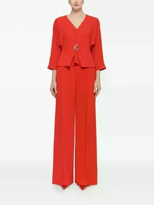 NISSA High-waisted Crepe Palazzo Pants - Red