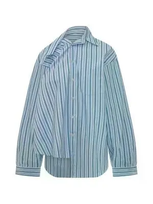 A PAPER KID Striped Pocket Shirt - Blue