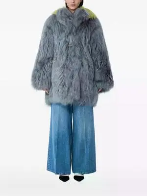 Marni Single-breasted Shearling Coat - Grey