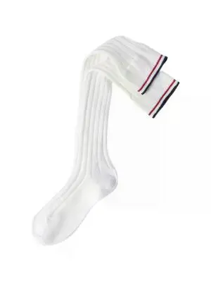 Brunello Cucinelli Cotton Rib Knit Socks With Stripes - White