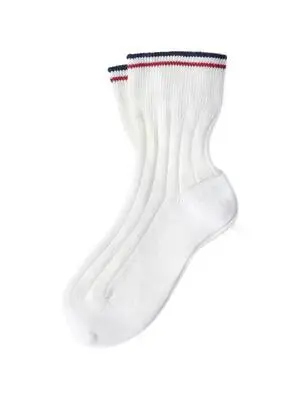 Brunello Cucinelli Cotton Rib Knit Socks With Stripes - White
