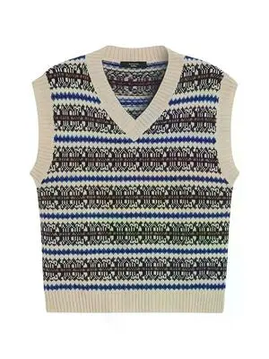 Max Mara Fleres V-neck Patterned Vest - Neutrals