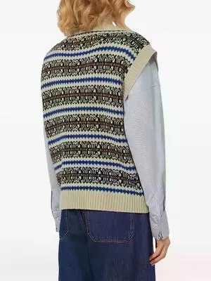 Max Mara Fleres V-neck Patterned Vest