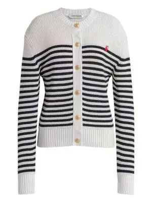 Alberta Ferretti Striped Buttoned Cardigan - White