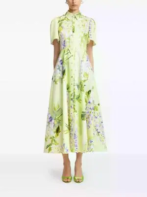 LEO LIN Bianca Floral-appliquéd Midi Dress - Yellow