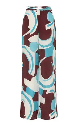 ROAME Sistine Printed High-rise Wide-leg Tie Pants - Print