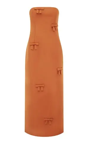 LEO LIN Rayna Bow Bustier Maxi Dress - Orange