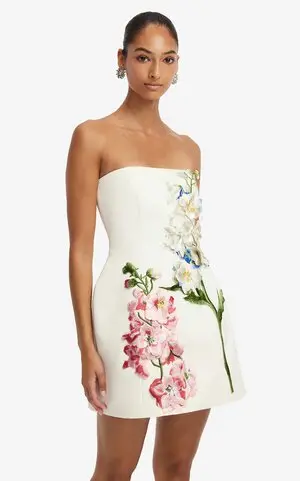 LEO LIN Roselle Embroidered Bustier Mini Dress - Off-white