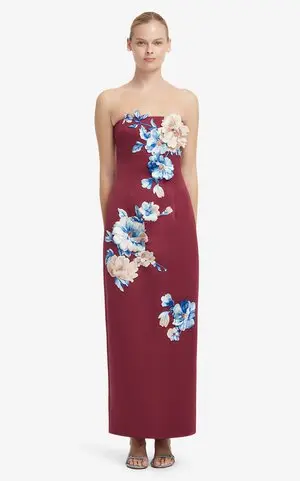 LEO LIN Rayna Embroidered Maxi Dress - Burgundy