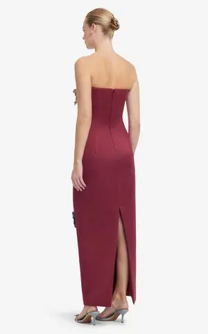 LEO LIN Rayna Embroidered Maxi Dress - Burgundy