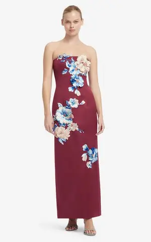 LEO LIN Rayna Embroidered Maxi Dress - Burgundy