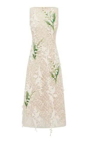 LEO LIN Cleo Embellished Lace Midi Dress - Off-white