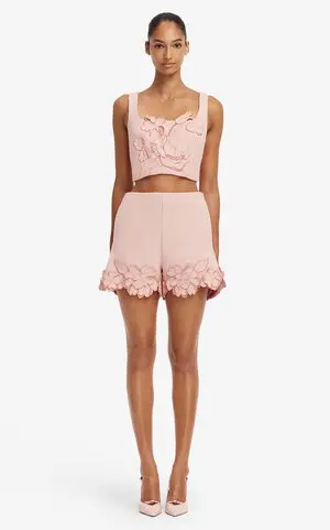 LEO LIN Elle Applique Tweed Shorts - Pink