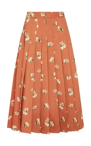 LEO LIN June Pleated Maxi Skirt - Orange