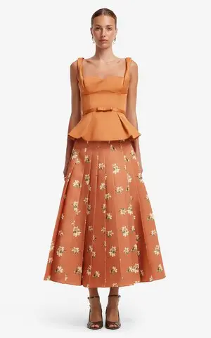 LEO LIN June Pleated Maxi Skirt - Orange