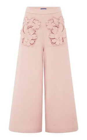 LEO LIN Christina Applique Tweed Pants - Pink