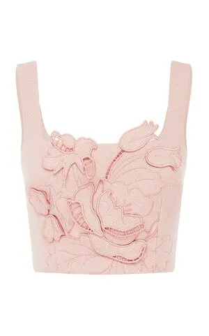 LEO LIN Applique Tweed Crop Top - Pink
