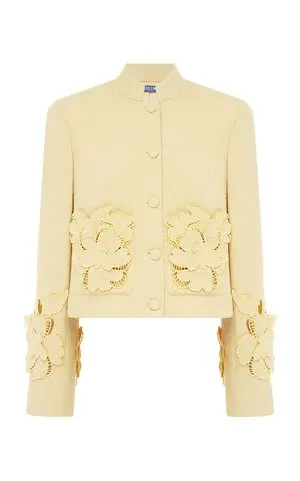 LEO LIN Blythe Applique Tweed Jacket - Yellow