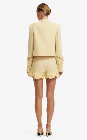 LEO LIN Blythe Applique Tweed Jacket - Yellow