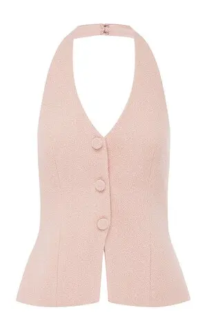 LEO LIN Millie Tweed Top - Pink