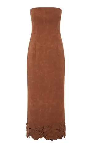 LEO LIN Rayna Applique Vegan Suede Maxi Dress