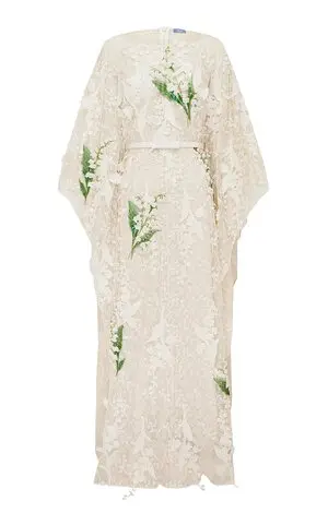 LEO LIN Willow Embellished Lace Kaftan Maxi - Off-white