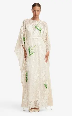 LEO LIN Willow Embellished Lace Kaftan Maxi
