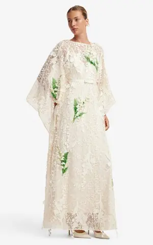 LEO LIN Willow Embellished Lace Kaftan Maxi