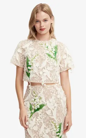 LEO LIN Indie Embellished Lace Top