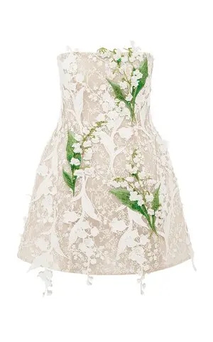 LEO LIN Roselle Embellished Lace Mini Dress - Off-white