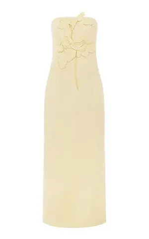 LEO LIN Rayna Applique Tweed Maxi Dress - Yellow