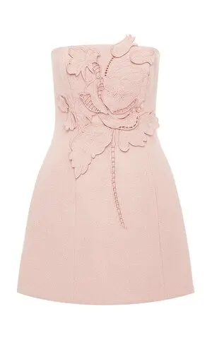LEO LIN Roselle Applique Tweed Mini Dress - Pink