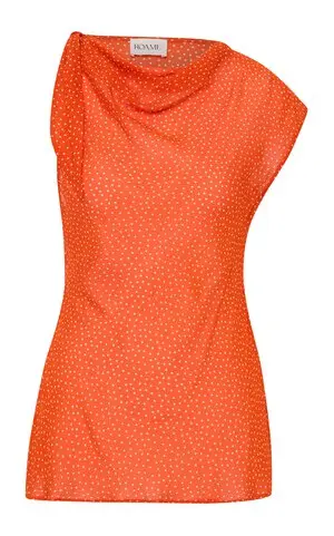 ROAME Meredith Asymmetrical Cowl Neck Top - Orange