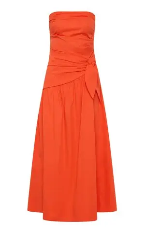 ROAME Rene Cotton Tie Maxi Dress - Orange