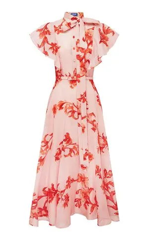 LEO LIN Elsie Linen Blend Midi Dress - Pink