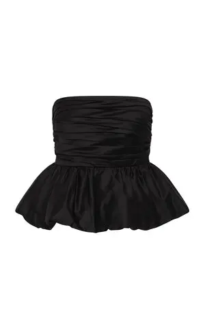 ROAME Hazel Strapless Cotton Peplum Top - Black