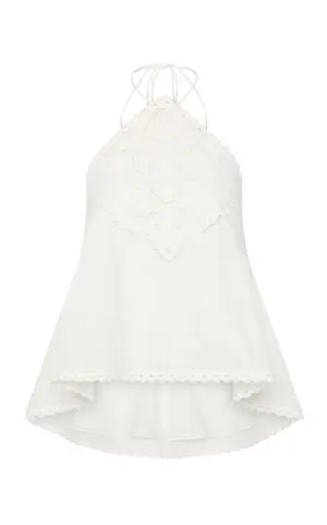 ROAME Marianne Broderie Anglaise Cotton Halter Top - White