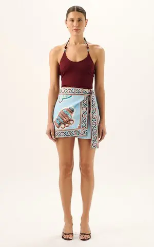 ROAME Myrtle Wrap Linen Mini Skirt