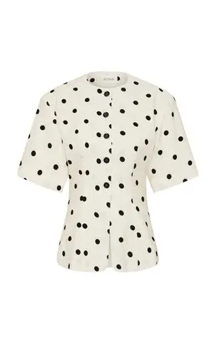 ROAME Janis Button-front Top - Black/white